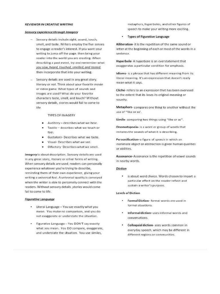 Creative Writing Reviewer | PDF