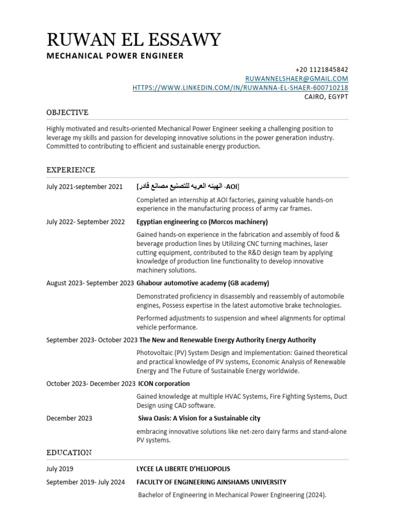 Ruwan El Essawy - CV | PDF
