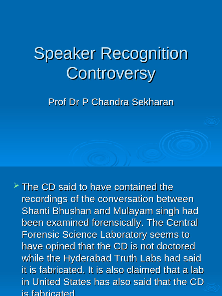 Presentation On Speaker Recognition Controversy | PDF