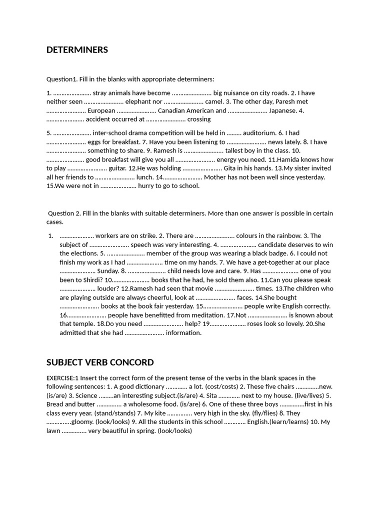 Grammar Worksheet | PDF