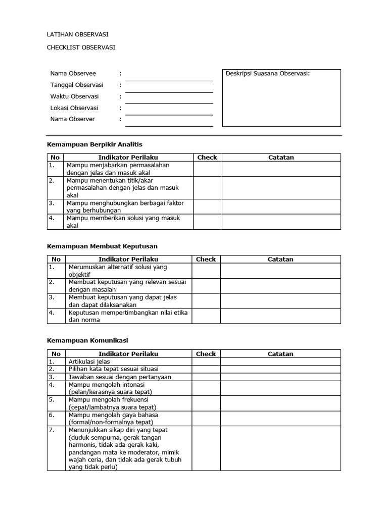 Latihan Observasi | PDF