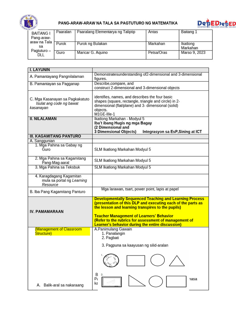 COT 3rd Rating MATH Module 7 MODULE 7 FACE TO FACE OUTPUT LAC | PDF