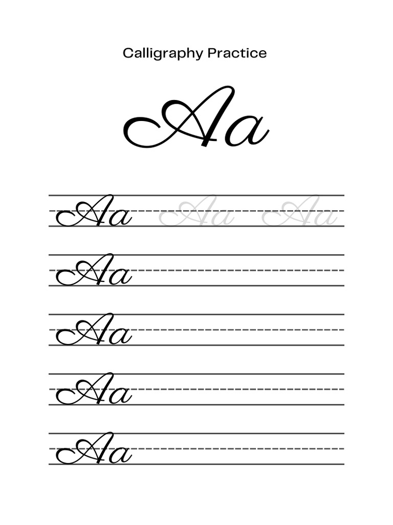 Cursive Writing Alphabet Worksheet in Blue Green White Simple Style ...