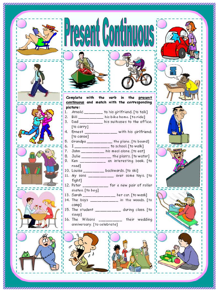 Present Continuous Worksheet | PDF