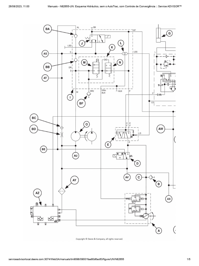 Manuais - N82655-UN - Esquema Hidráulico, Sem o AutoTrac, Com Controle de Convergência - Service ...
