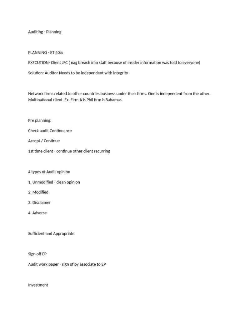 Audit Planning and Execution Guidelines | PDF