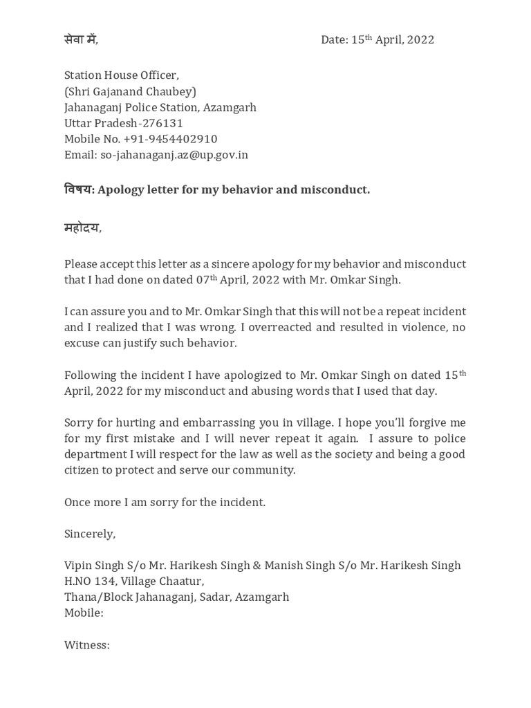 Apology Letter | PDF