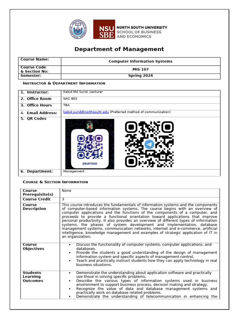 Computer Information Systems Course Overview | PDF | Information System ...
