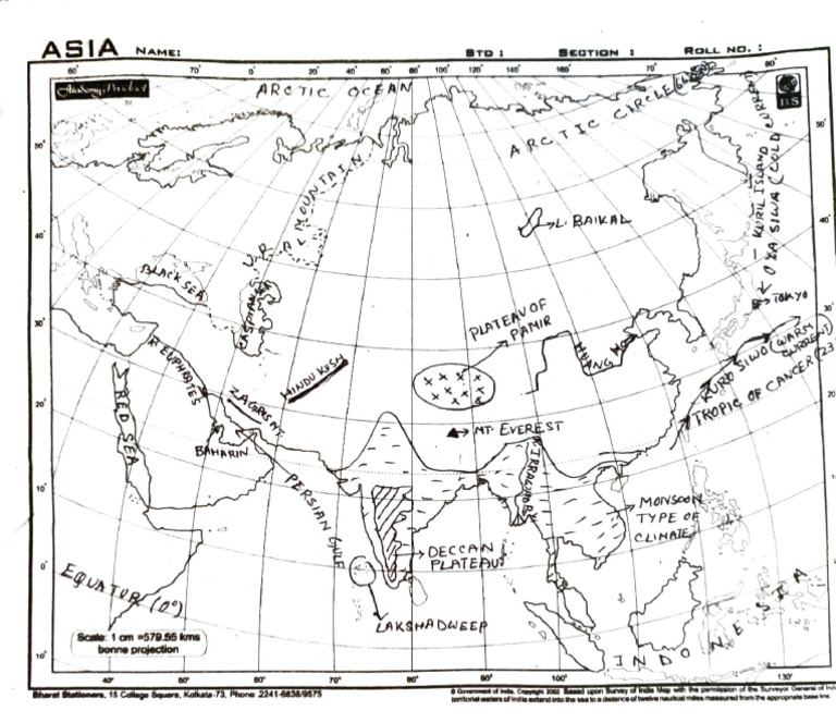 Asia Map pointing fir class 8 | PDF