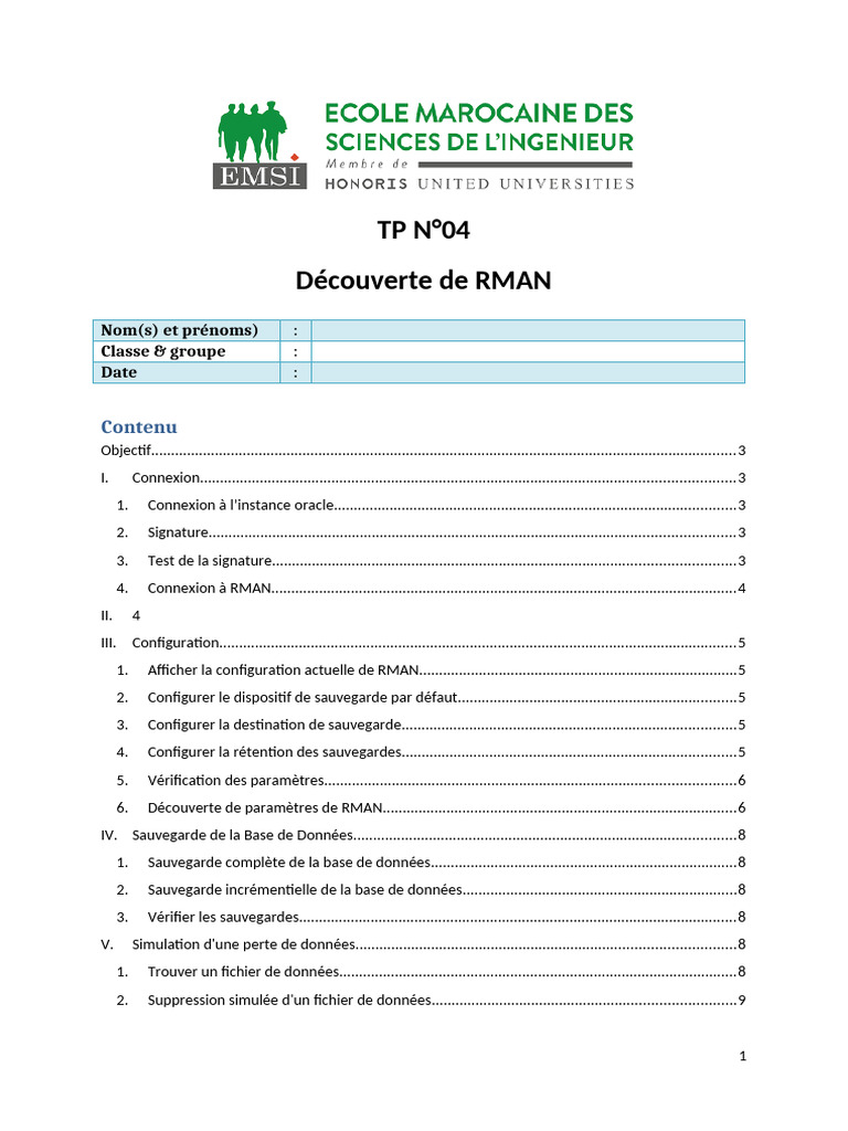 TP04 - Découverte de RMAN | PDF