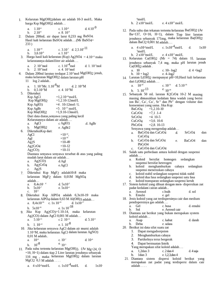 Soal Uas GENAP Kelas Xi Kimia | PDF