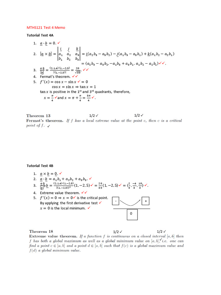MTHS121 Test 4 Memo | PDF | Mathematical Analysis | Teaching Methods ...