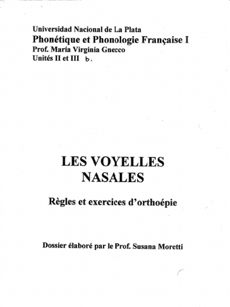 Les Voyelles Nasales | PDF
