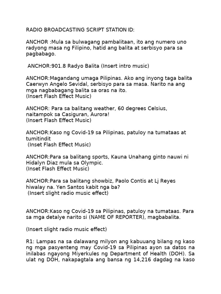 Radio Broadcasting Script Station Id | PDF