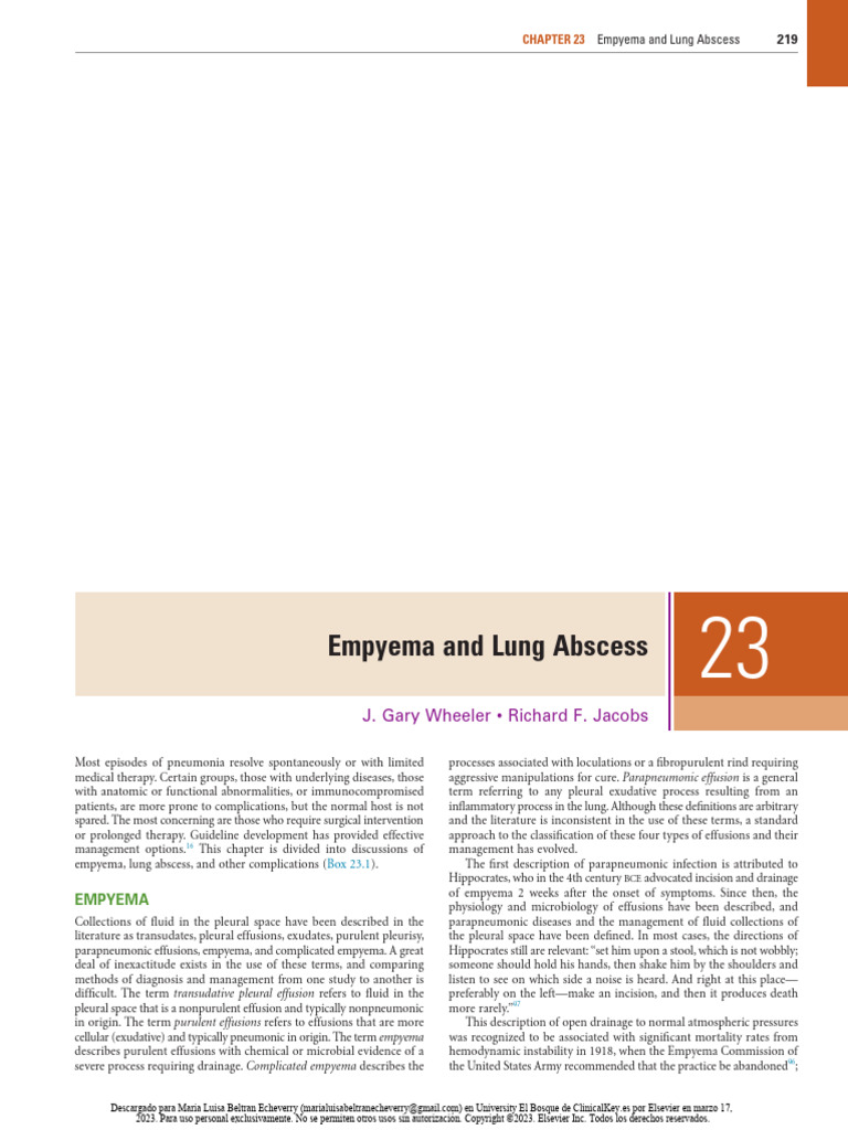 Empyema and Lung Abscess | PDF
