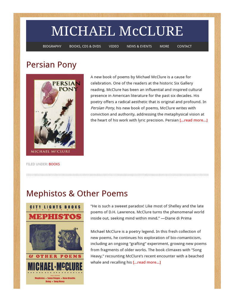 Book: Poetry Collection - Michael McClure | PDF