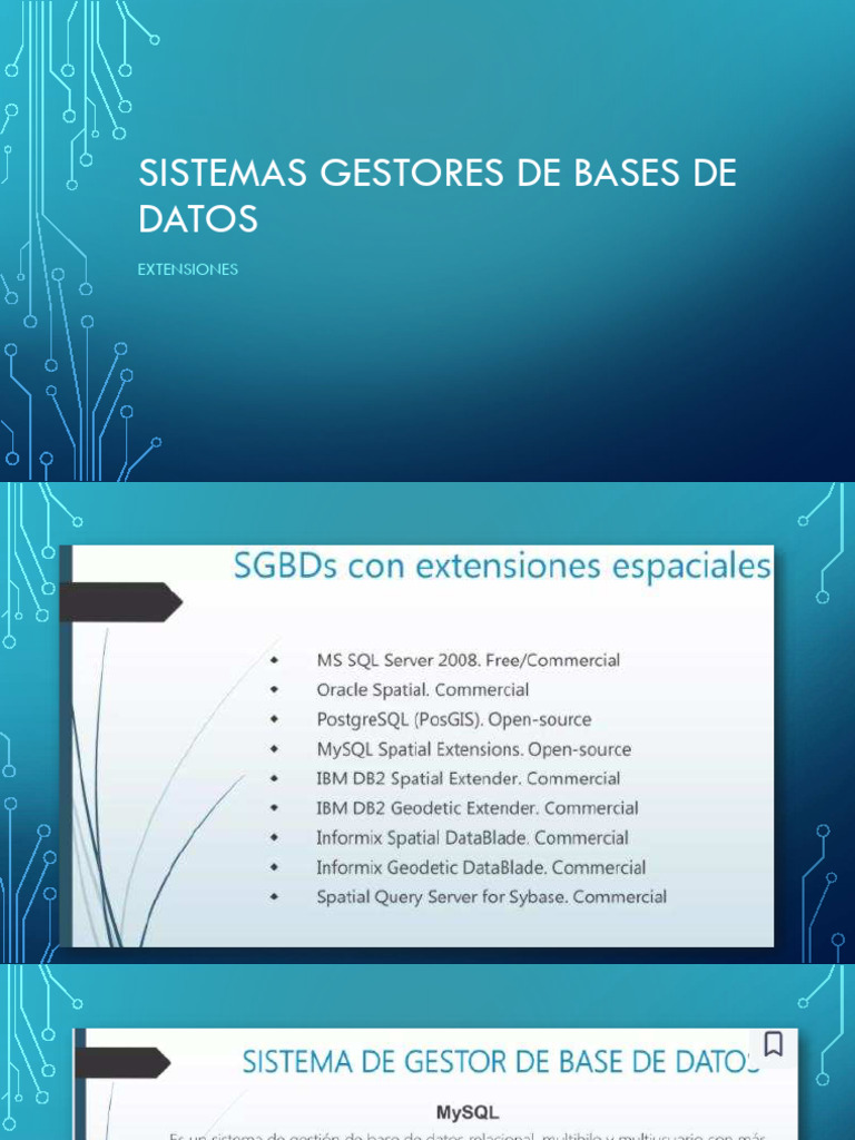Sistemas Gestores de Bases de Datos - Extensiones | PDF | Informática