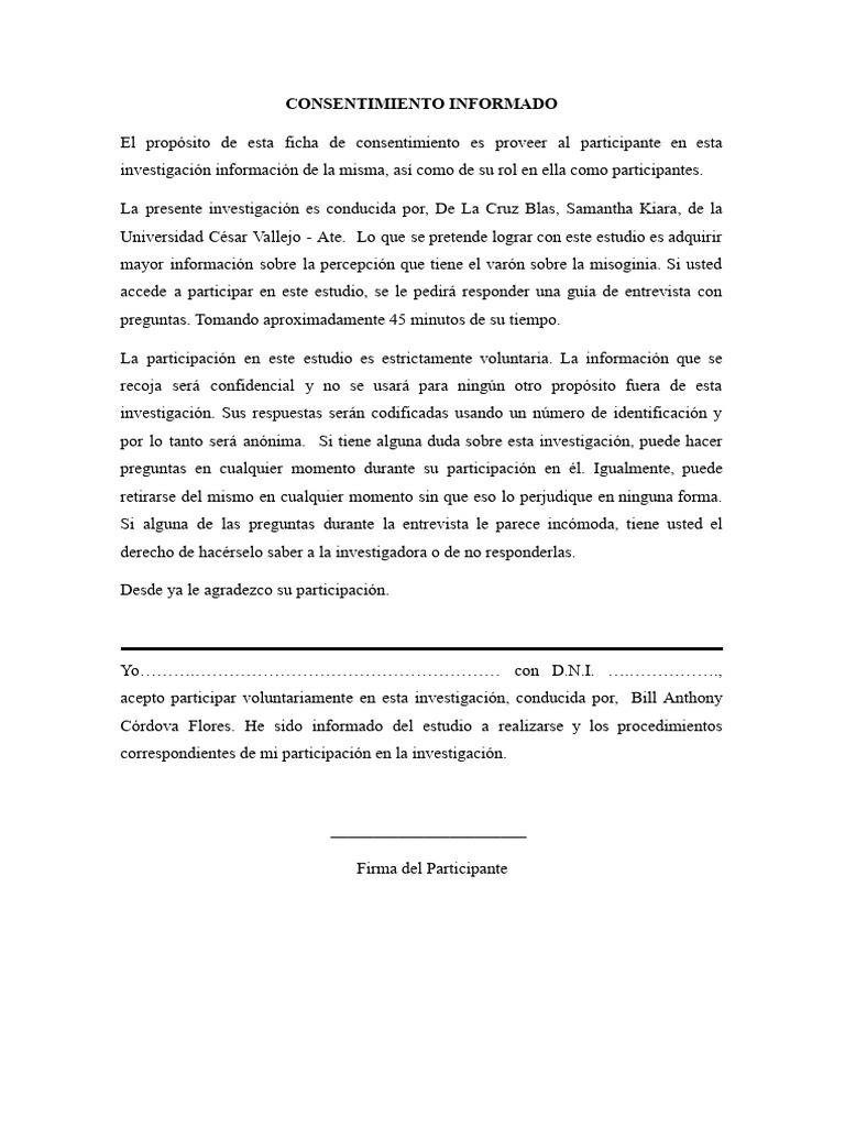 CONSENTIMIENTO INFORMADO Modelo1 | PDF