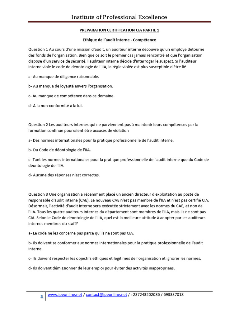 Ethique de L'audit Interne - Compétence | PDF
