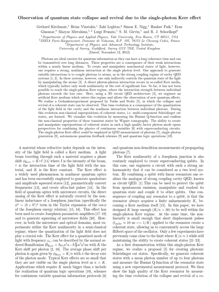 Observation of Quantum State Collapse and Revival Due To The Single ...