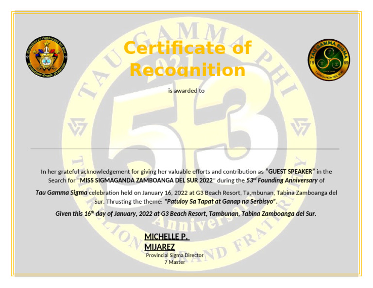 Certificate For Guest Speaker | PDF