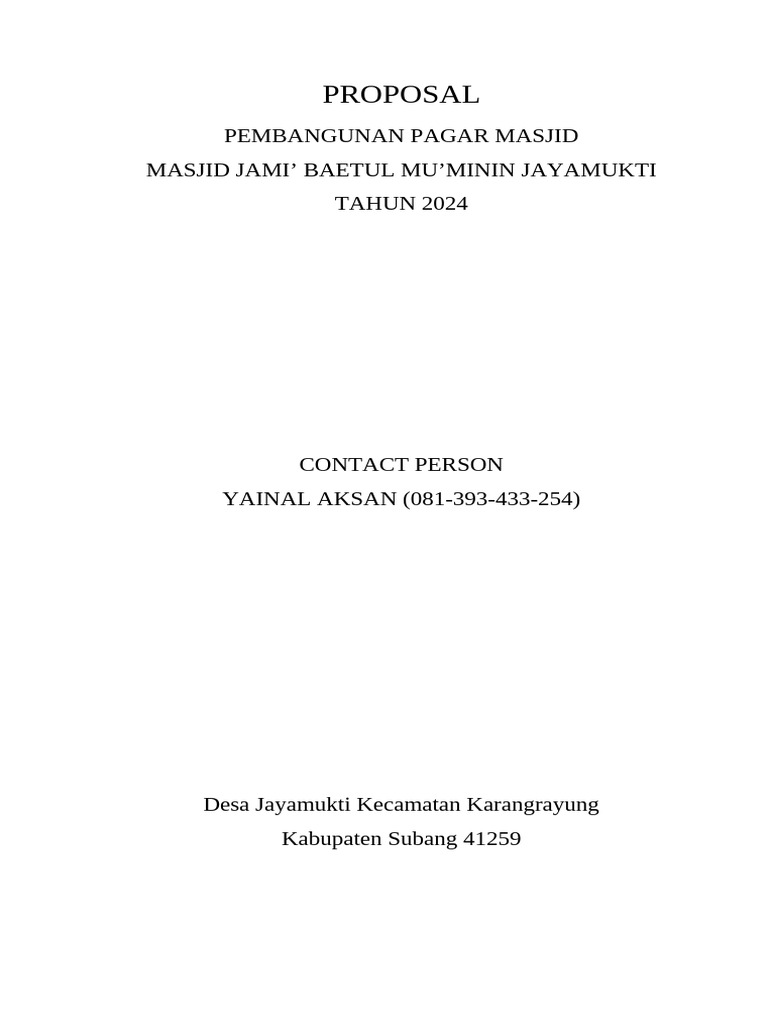Proposal Pembangunan Pagar | PDF