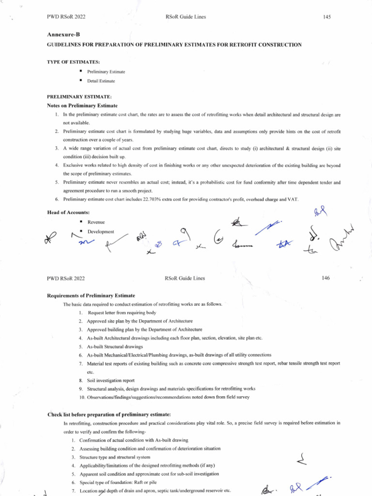 Annexure-B Guidelines For Preparation of Preliminary Estimates For ...