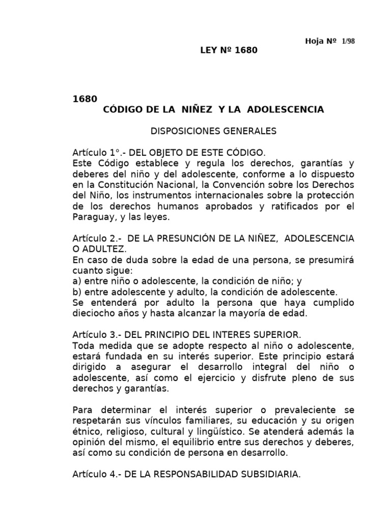 Codigo Niñez y Adolescencia | PDF