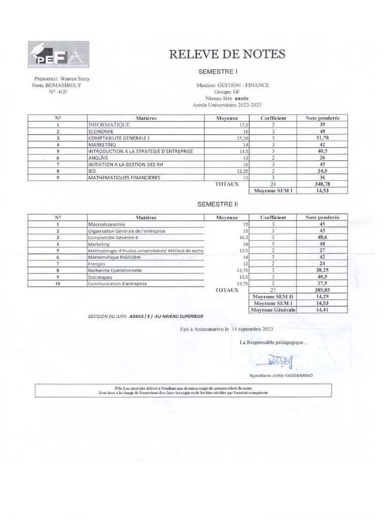 Relevã© de Notes | PDF