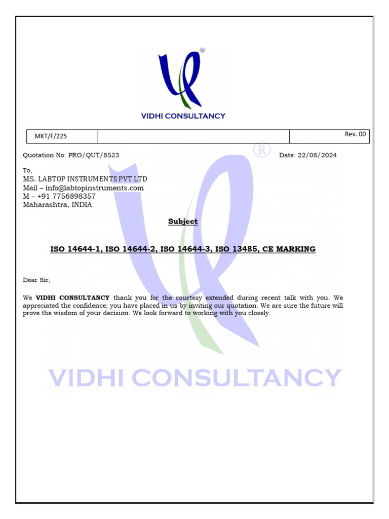 Quotation Labtop Instruments PVT LTD | PDF