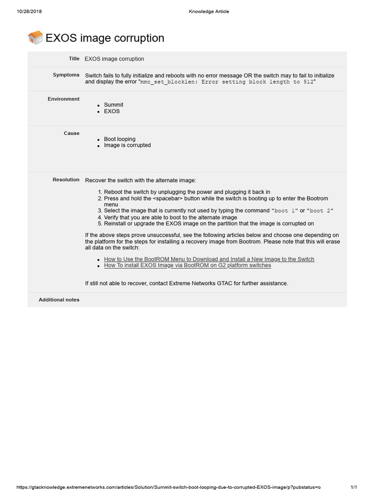 EXOS Image Corruption | PDF