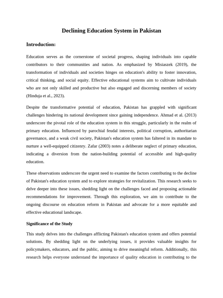 The Declining Education System of Pakistan | PDF