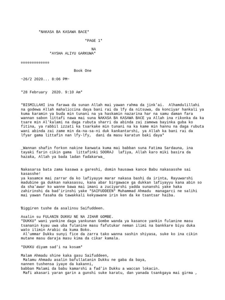 Nakasa Ba Kasawa Bace Part 1 | PDF