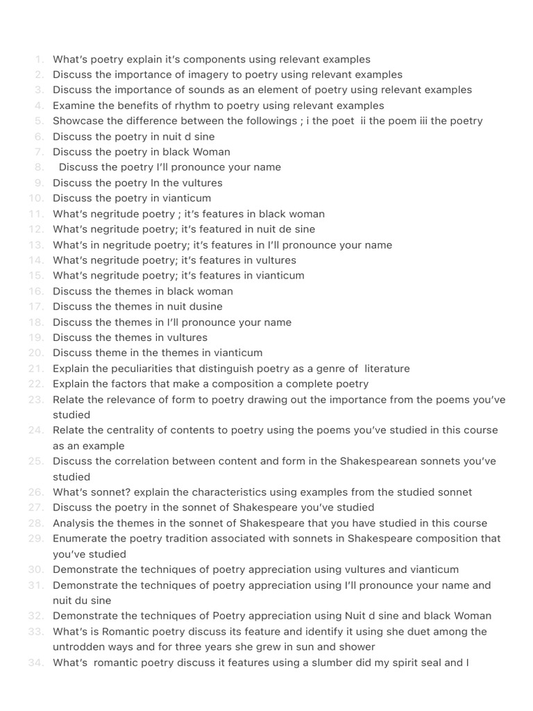 What's Poetry Explain It's Components Using Relevant Examples | PDF