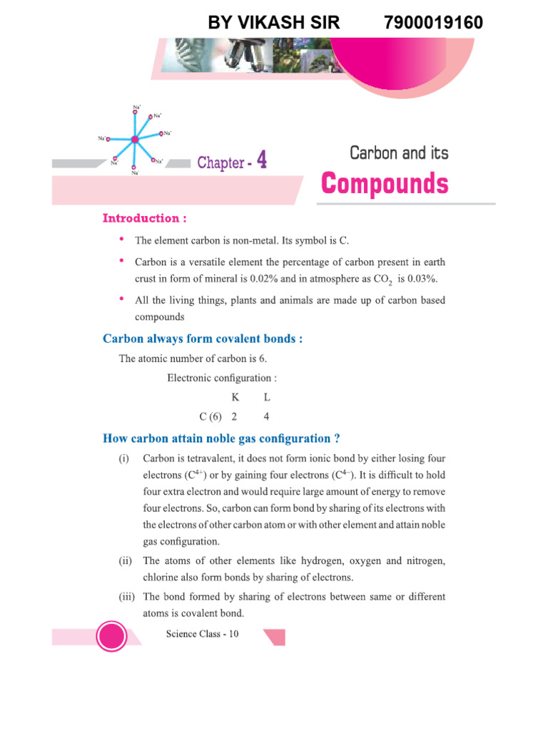 10 SC Carbon and Its Compounds Notes | PDF