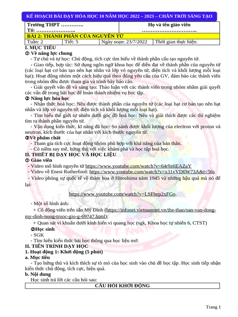 Bai 2 - Hoa 10 - CTST | PDF