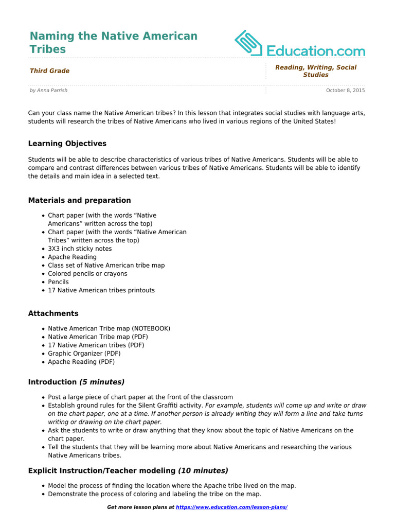 Class 1 Naming The Native Americans | PDF