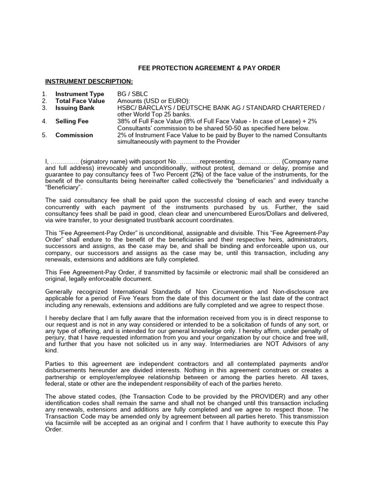 FEE PROTECTION AGREEMENT_REV01 | PDF