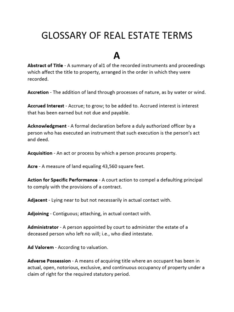 GLOSSARY_OF_REAL_ESTATE_TERMS | PDF