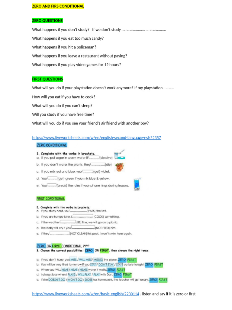 Zero and First Conditional | PDF