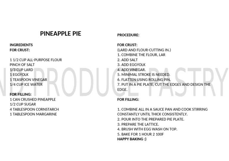 Pineapple Pie | PDF