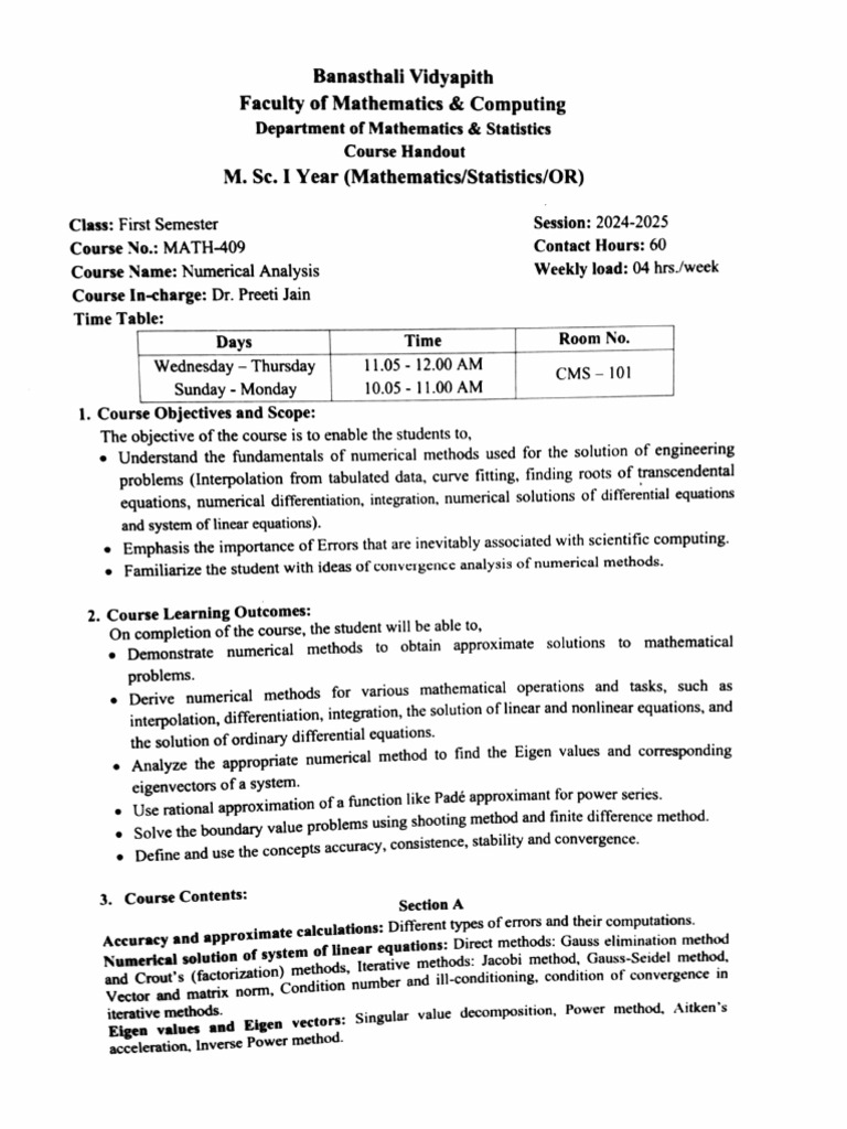 Handout Numerical Analysis Pdf