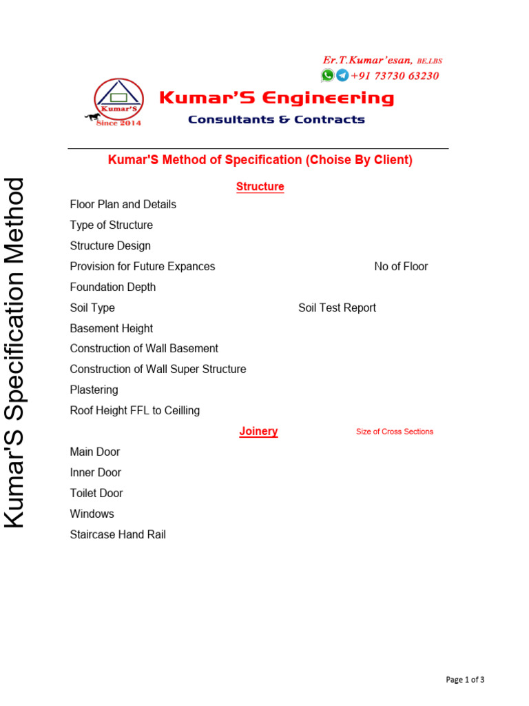 Client Specification Form | PDF