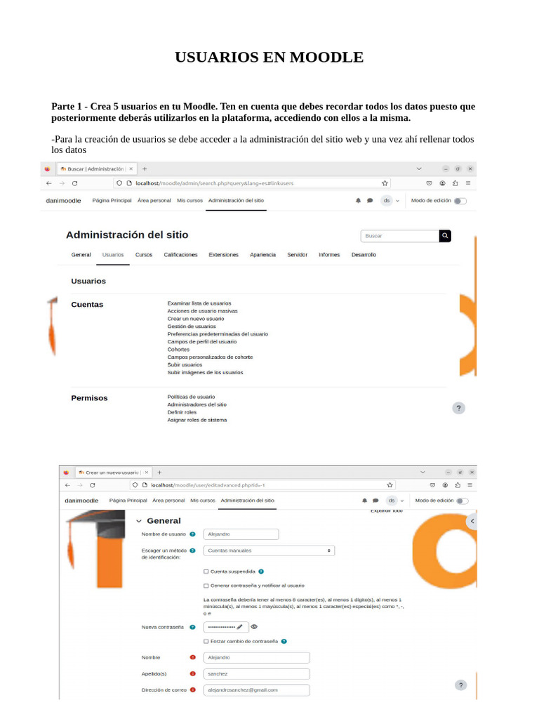 Usuarios en Moodle | PDF