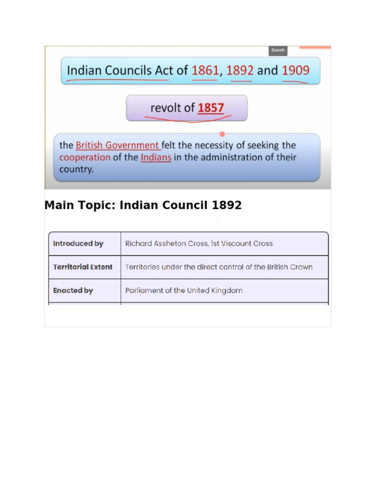 Indian Concil Act 1892 | PDF