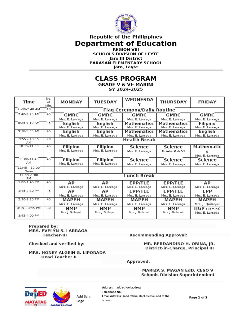 Final MG 56 Class Program 2024 2025 | PDF