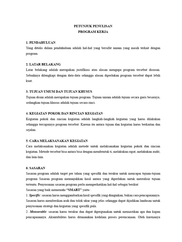 Panduan Penulisan Program Kerja | PDF | Bisnis