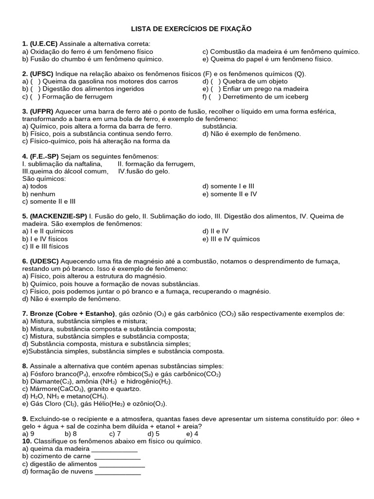 1 Lista Exercicios | PDF