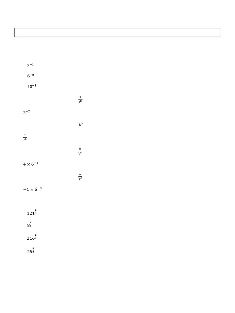 Indices Rules Homework | PDF