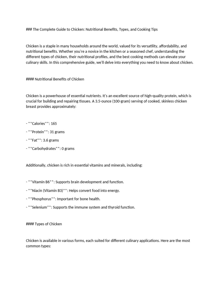 The Complete Guide to Chicken | PDF